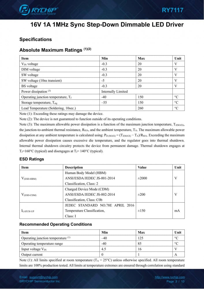 RY7117AT6 datasheet page 3
