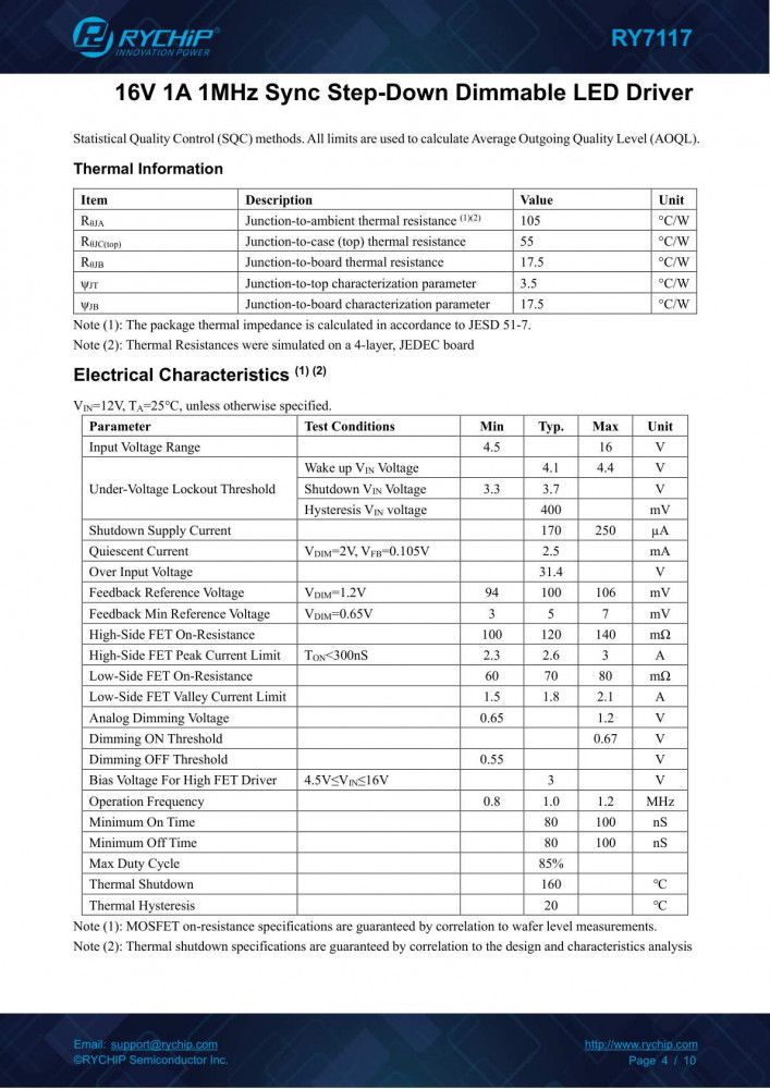 RY7117AT6 datasheet page 4