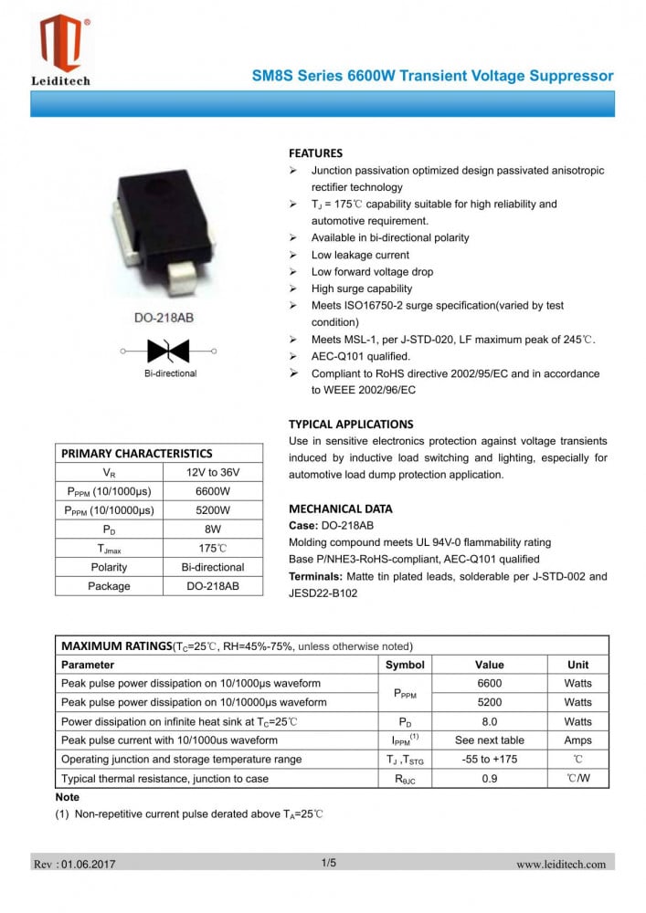 SM8S24CA datasheet page 1