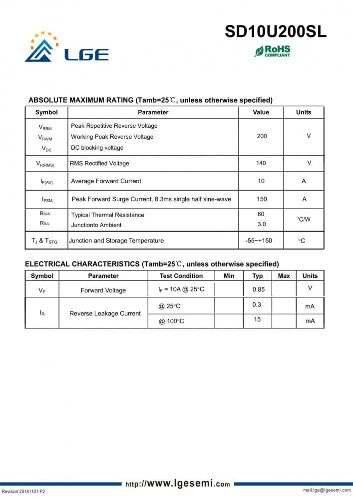 SD10U200SL datasheet page 2
