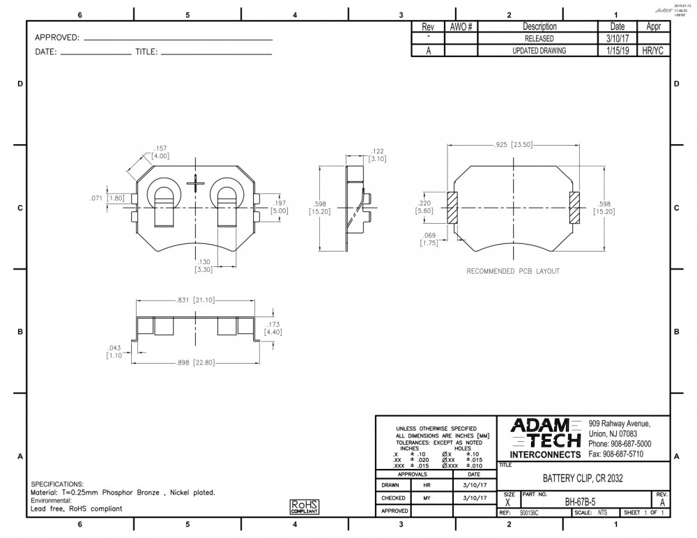 ADAM TECH BH-67B-5 technical drawing preview