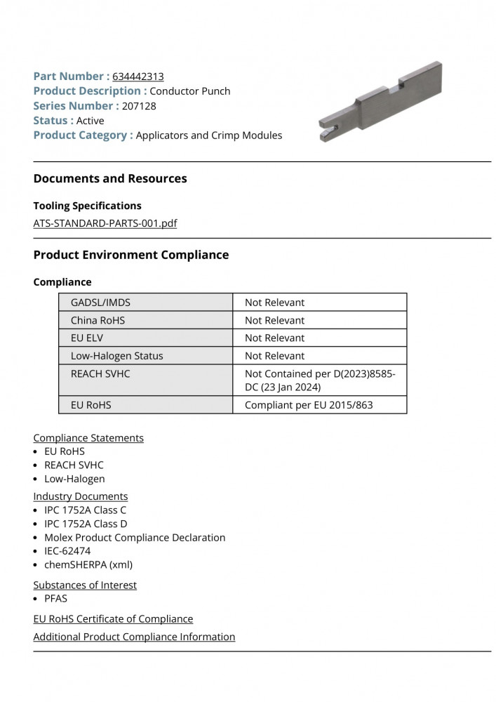 MOLEX tooling document preview, page 1