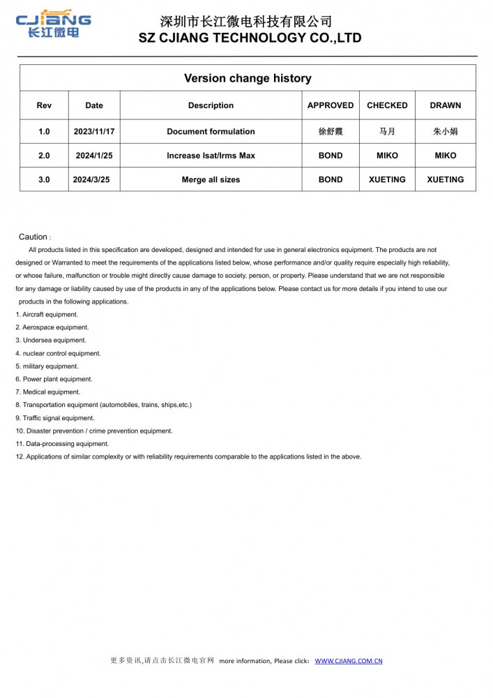 CJiang FXL series datasheet page 2