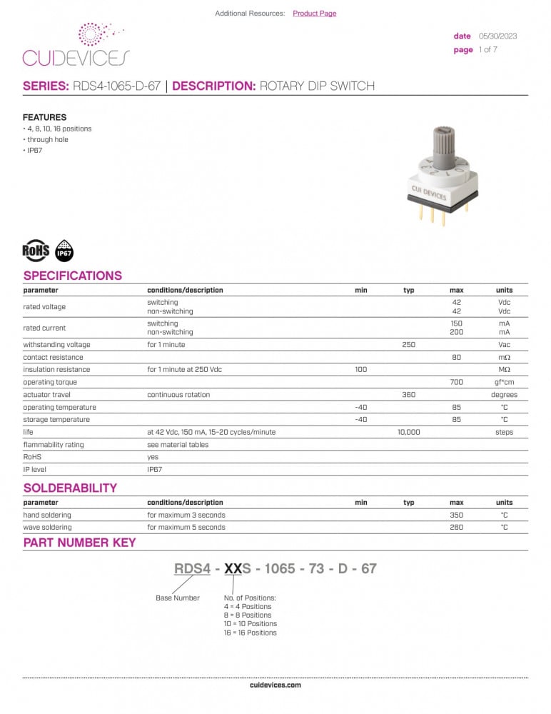 RDS4 series datasheet page 1