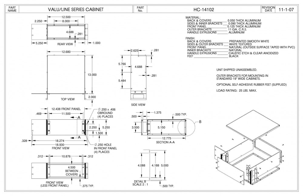 HC-14102 product drawing and construction information