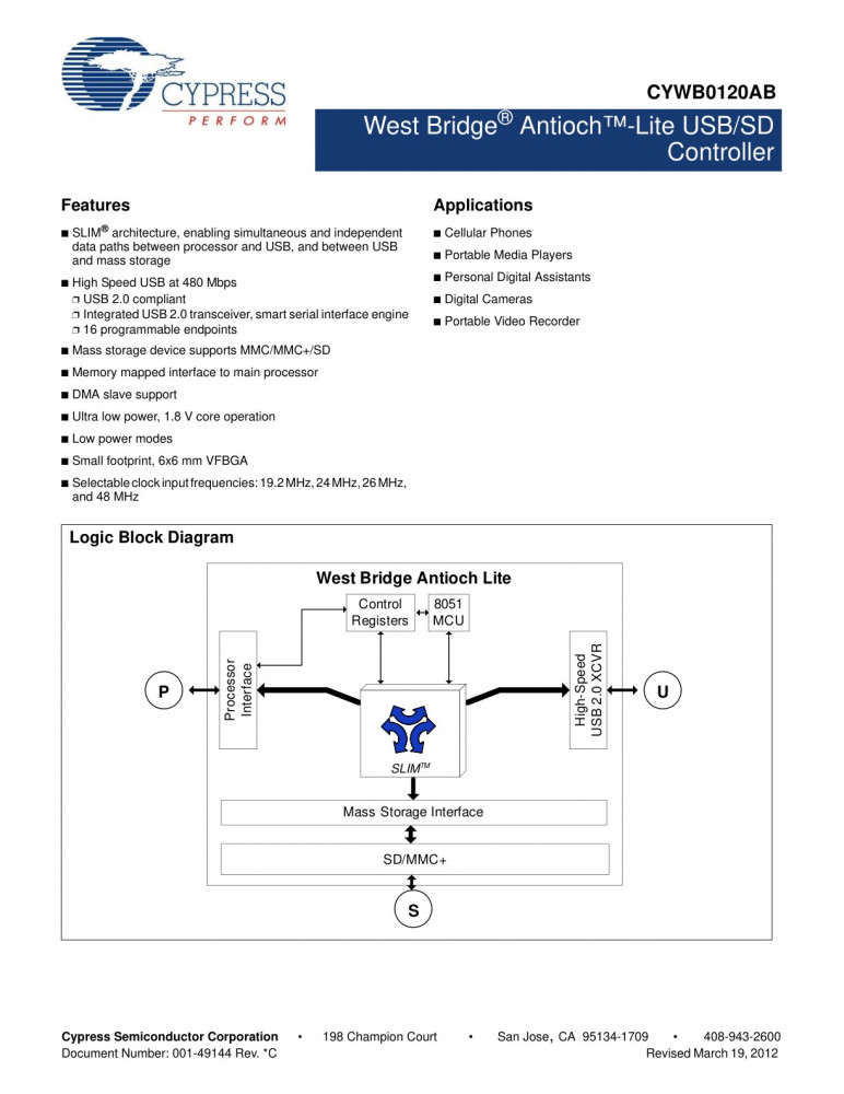 CYWB0120AB-BVXI datasheet page 1