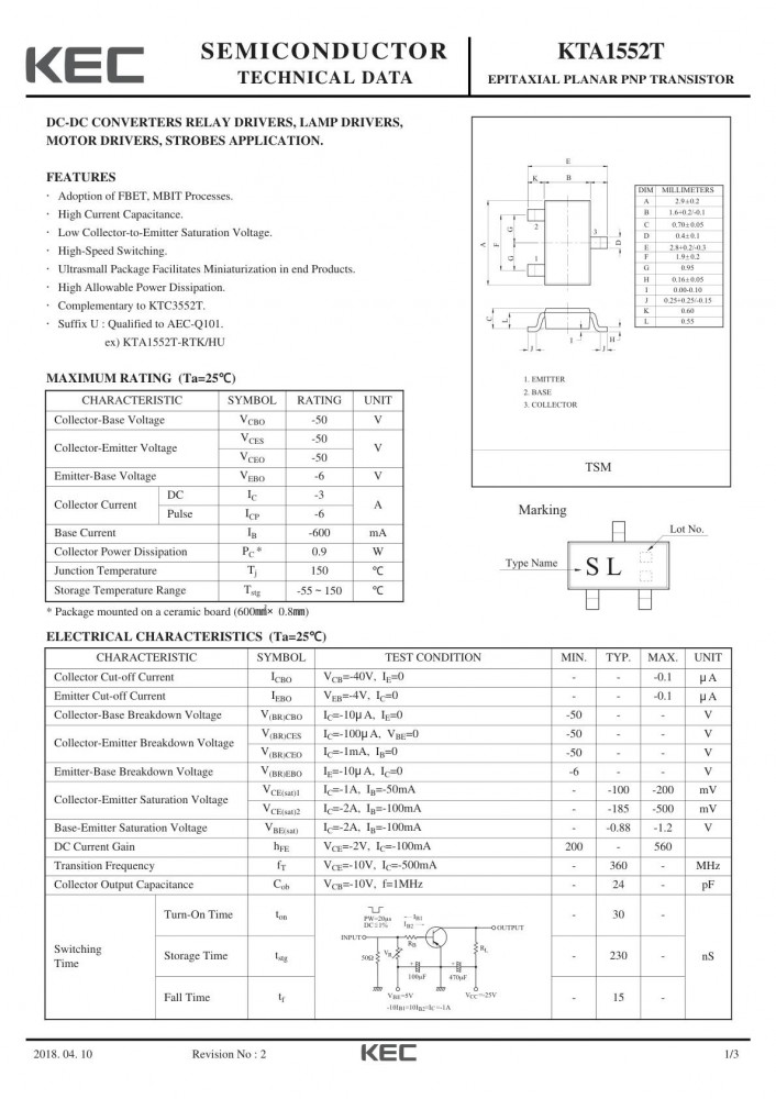 KTA1552T-RTK/PW datasheet page 1