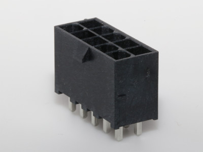 Mini-Fit Jr. Reflow Solder Capable Header, 4.20mm Pitch, Dual Row, Vertical, 6 Circuits, 1.57mm PCB Thickness, with PCB Pegs, LCP Housing, with Gold (Au) Plating, Glow-Wire Capable, Tray