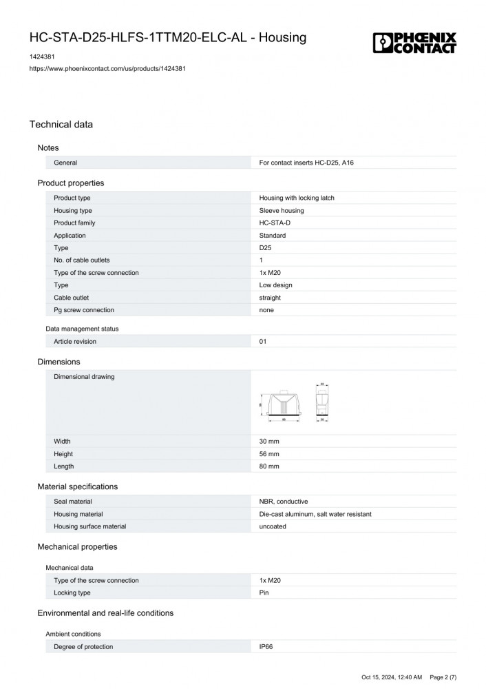 Phoenix Contact 1424381 technical document page 2