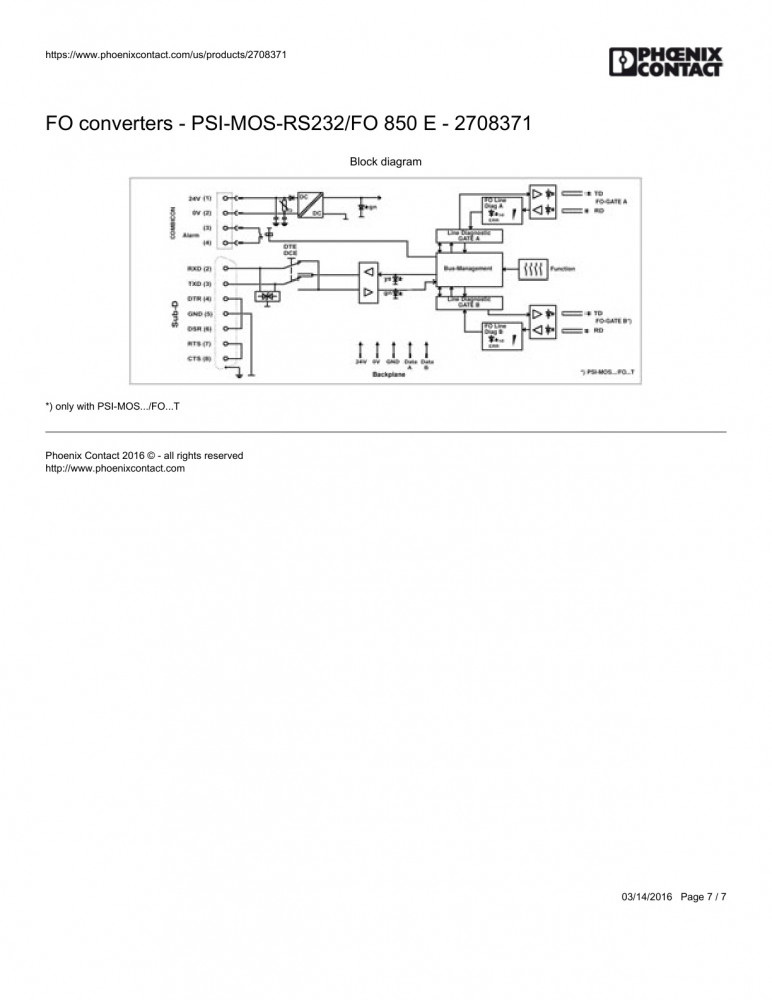 PSI-MOS-RS232/FO 850 E technical document page 7