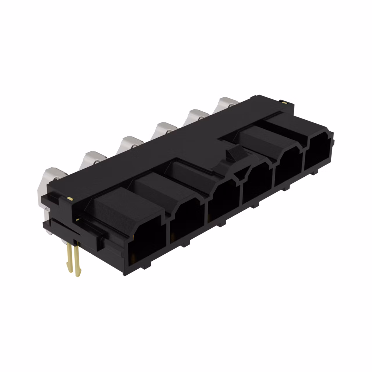 Mini-Fit Sr. Right-Angle Header, 10.00mm Pitch, Single Row, 6 Circuits, 5.10mm Tail Length, for 3.18mm PCB, 0.76µm Gold (Au) Plating, with Clip for sale