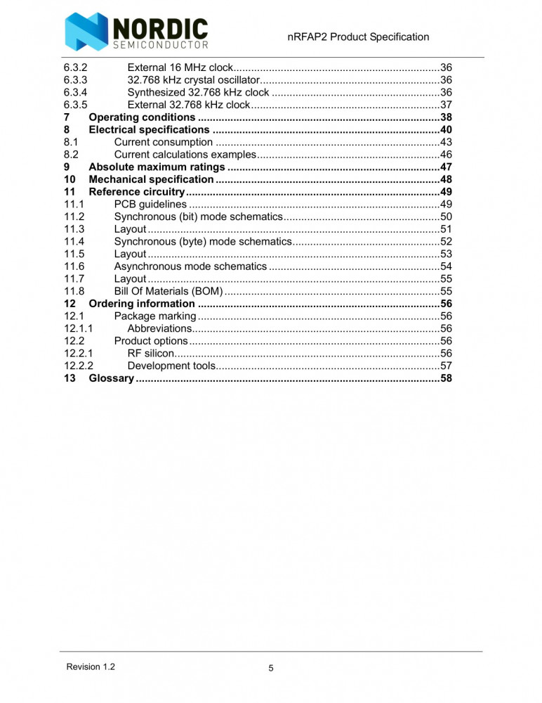 nRF24AP2 specification page 5