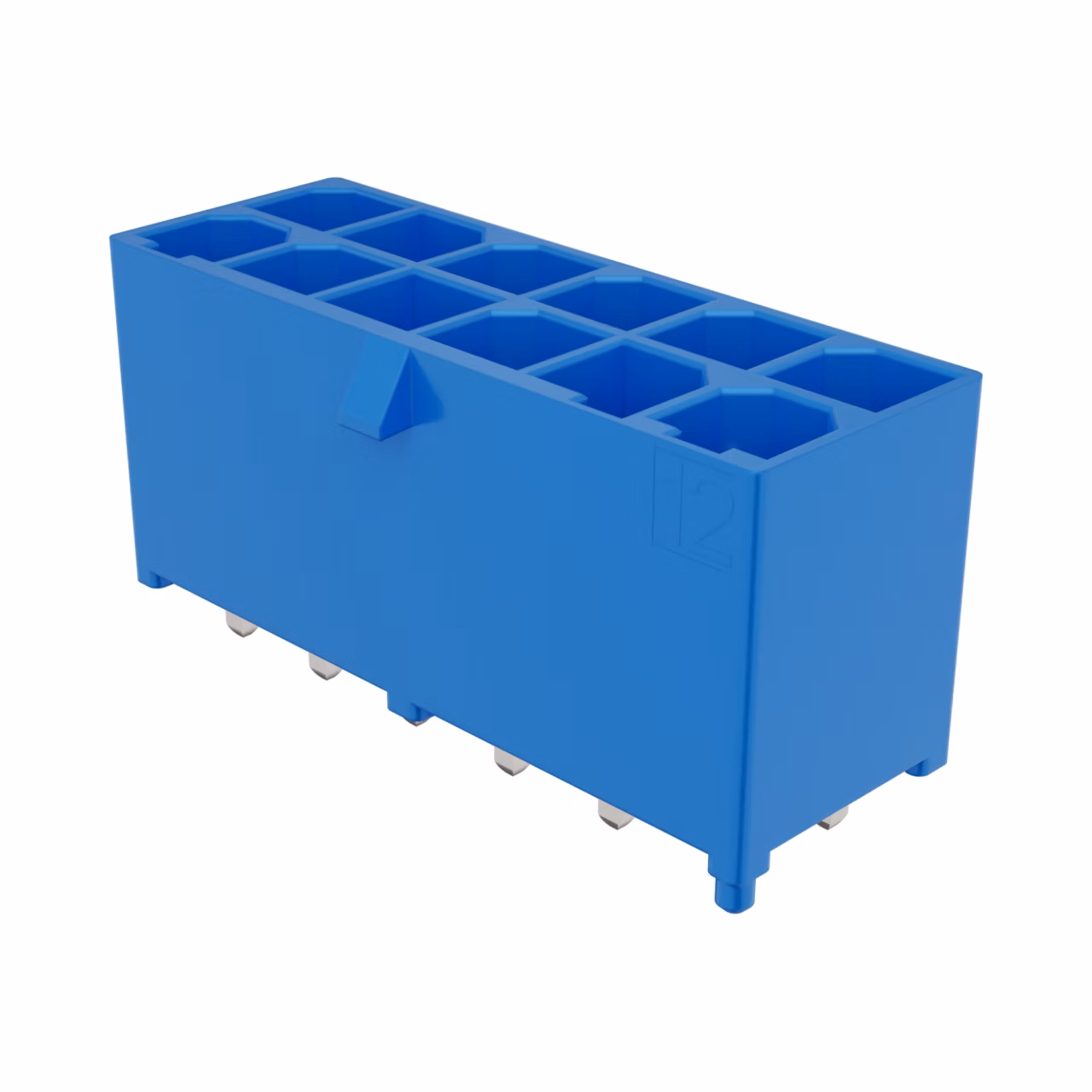 Mega-Fit Slim ColorLock Vertical Header without Crush Pegs, 5.70mm Pitch, Through Hole, Dual Row, 12 Circuits, Matte Tin (Sn) Plating, 2.93mm Tail Length, Glow-Wire Capable, Tray, Blue for sale