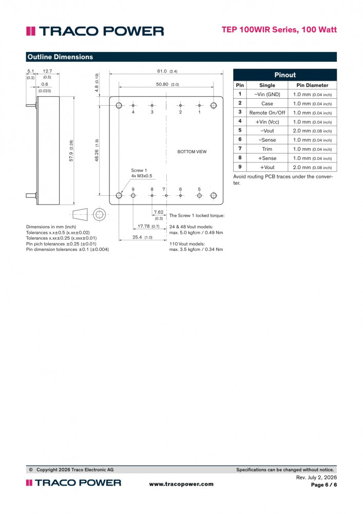 TEP 100WIR technical document, page 6