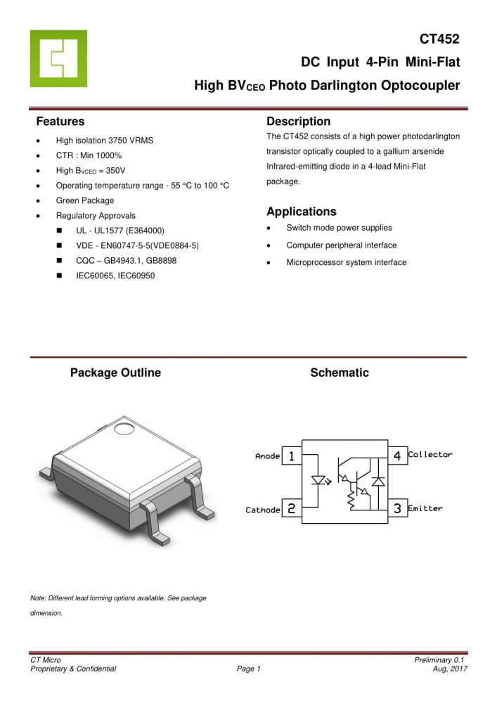 CT452(T1) datasheet page 1