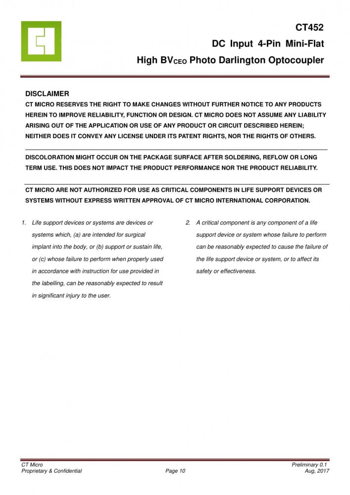 CT452(T1) datasheet page 10