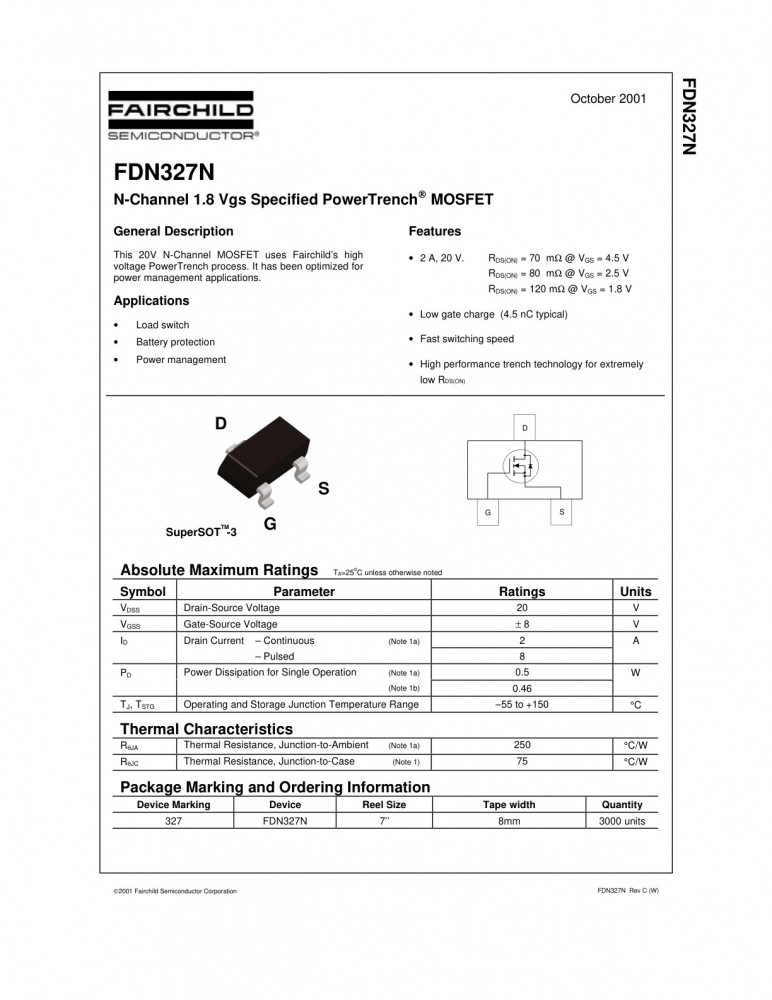 FDN327N datasheet page 2