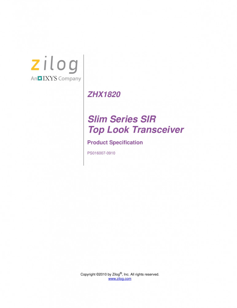 ZHX1820 datasheet page 1