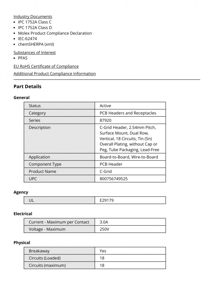 MOLEX 879201843 technical document page 2