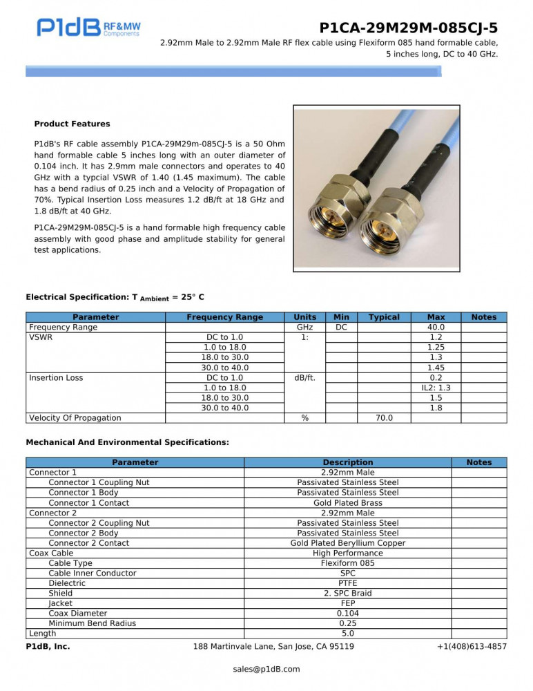P1CA-29M29M-085CJ-5 technical document page 1