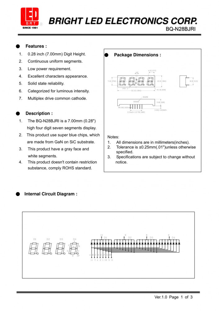 BQ-N28BJRI datasheet page 1