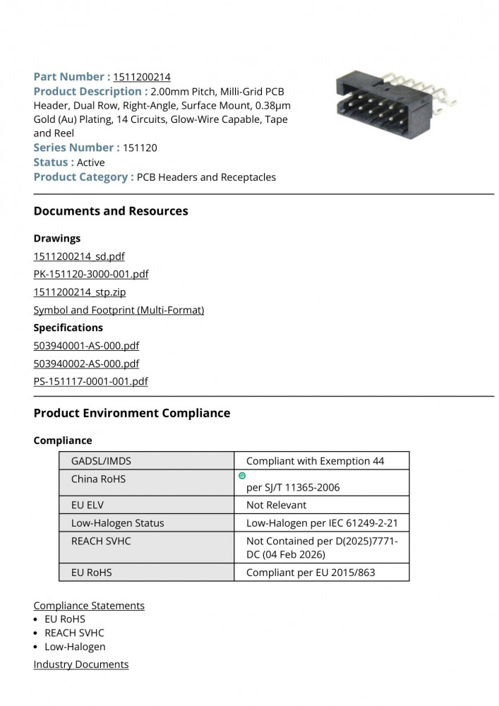 MOLEX 1511200214 technical document image 1
