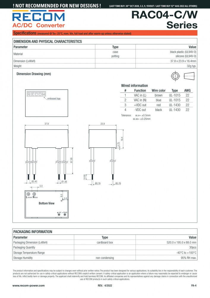 RAC04-C/W technical document page 4