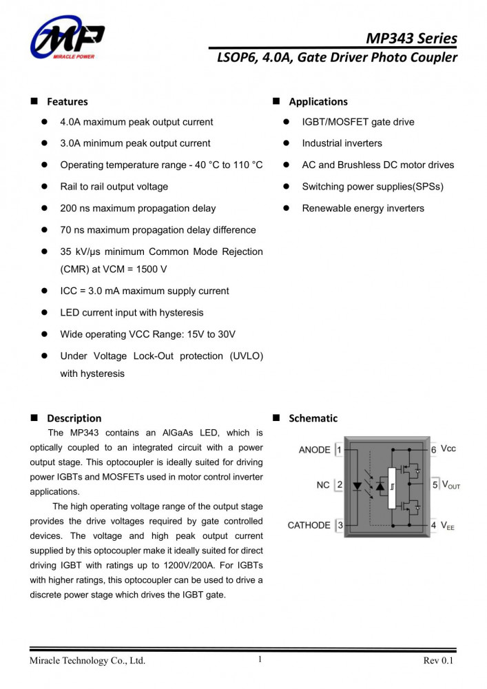 MP343 datasheet page 1