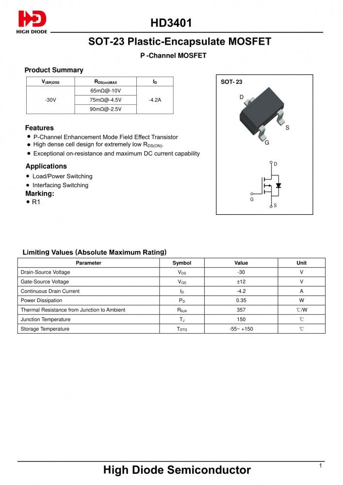 HD3401 datasheet page 1