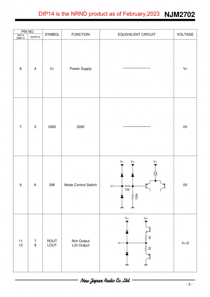 NJM2702 datasheet page 5