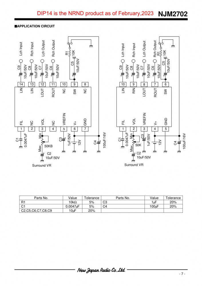 NJM2702 datasheet page 7