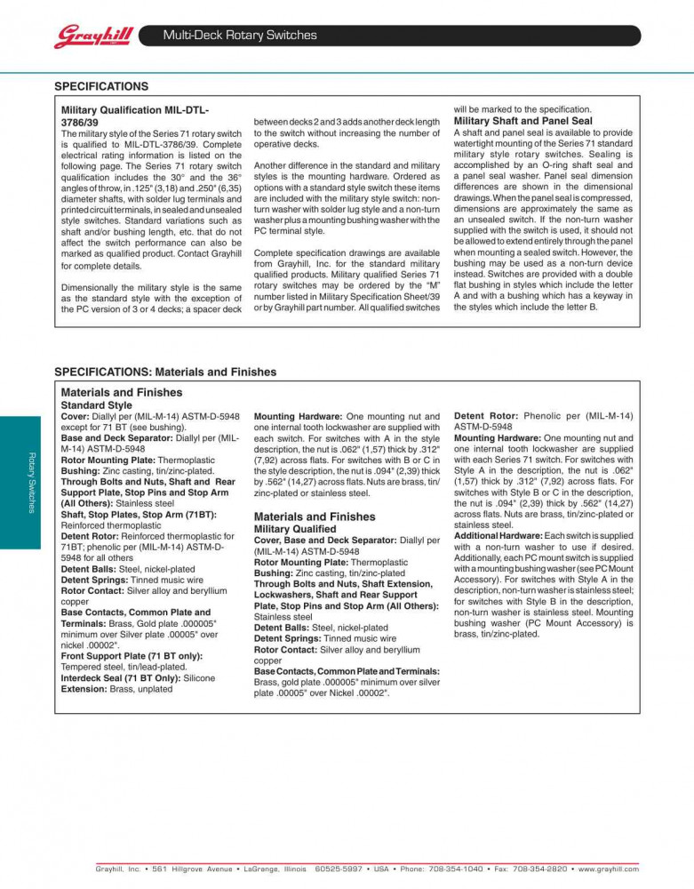 Grayhill Series 71 technical document page 9