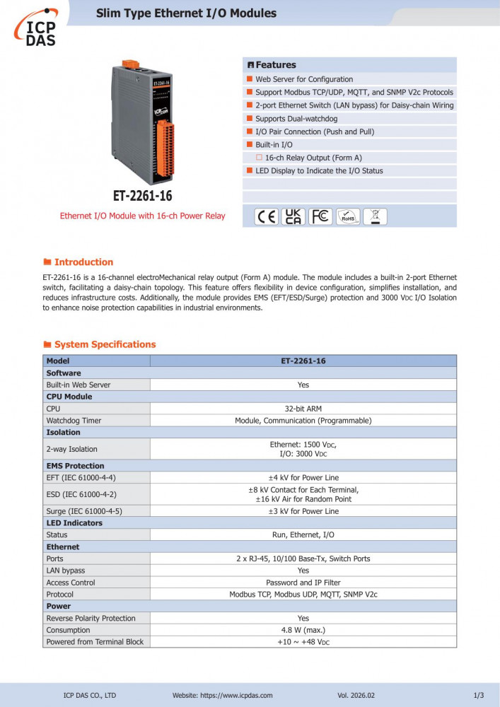 ET-2261-16 product documentation, page 1