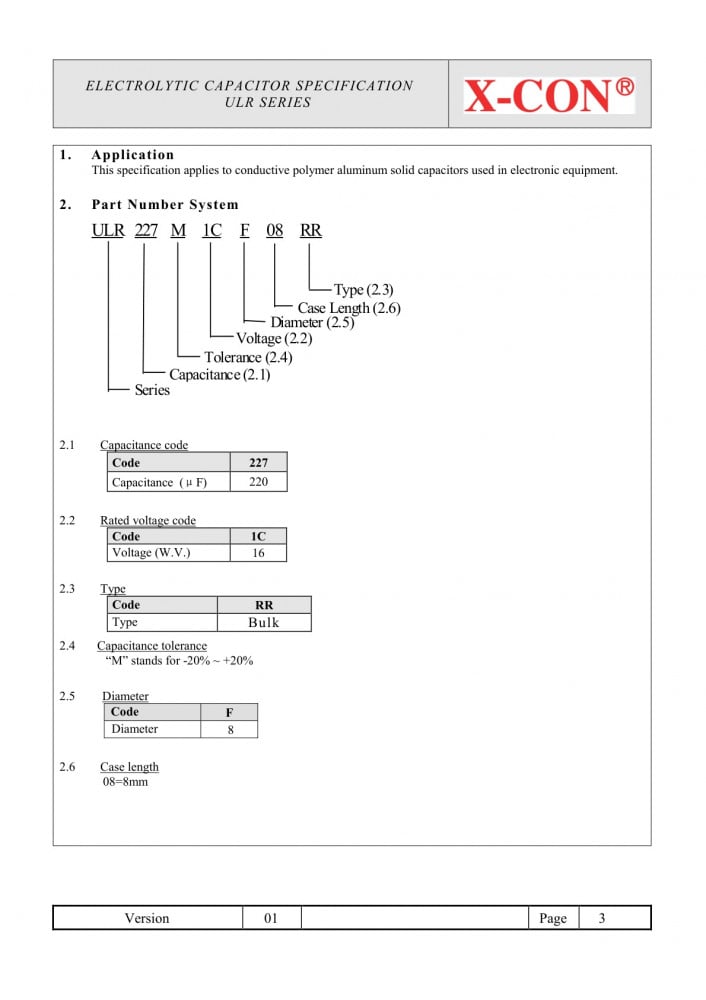 ULR specification sheet, page 4