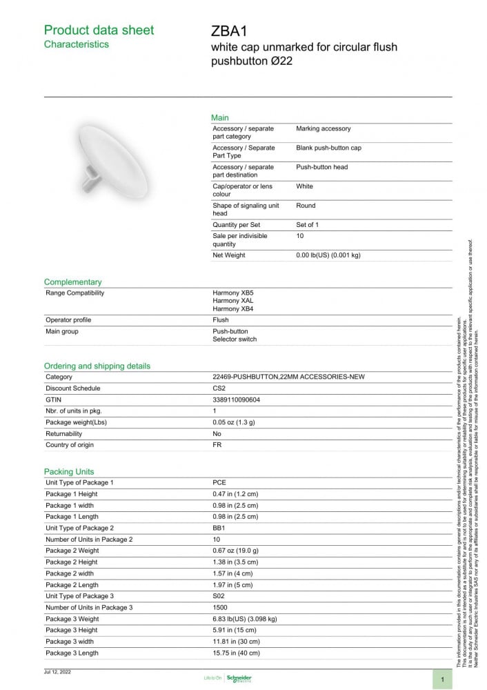 ZBA1 technical document page 1
