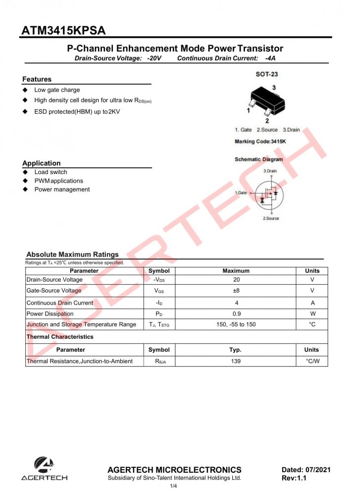 ATM3415KPSA datasheet page 1