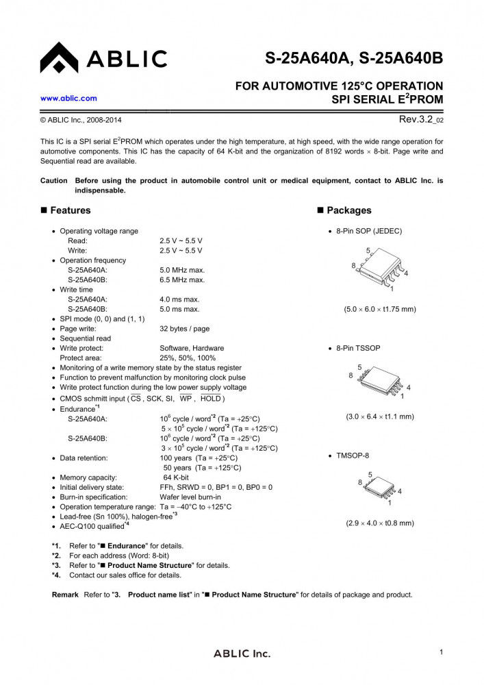 S-25A640 datasheet page 1