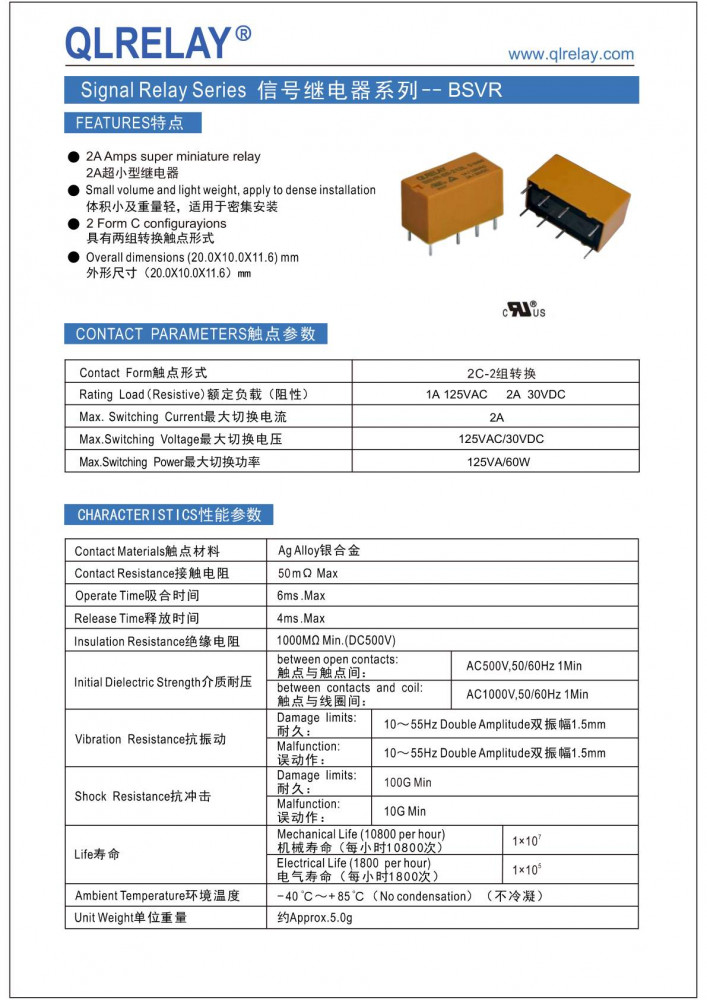 BSVR relay datasheet page 1