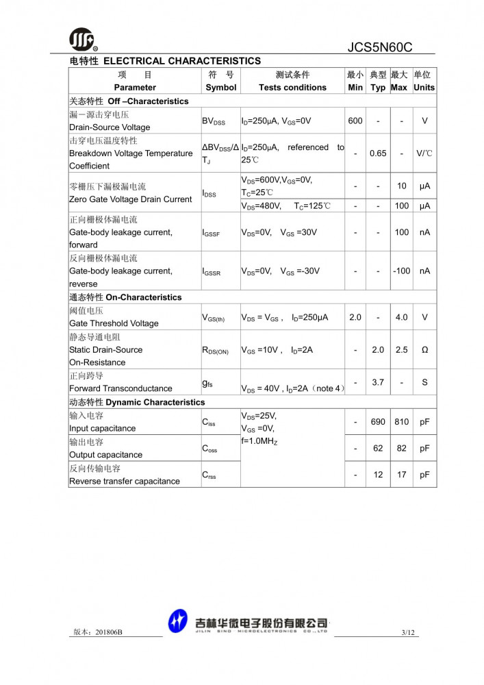 JCS5N60FC-220MF datasheet page 3