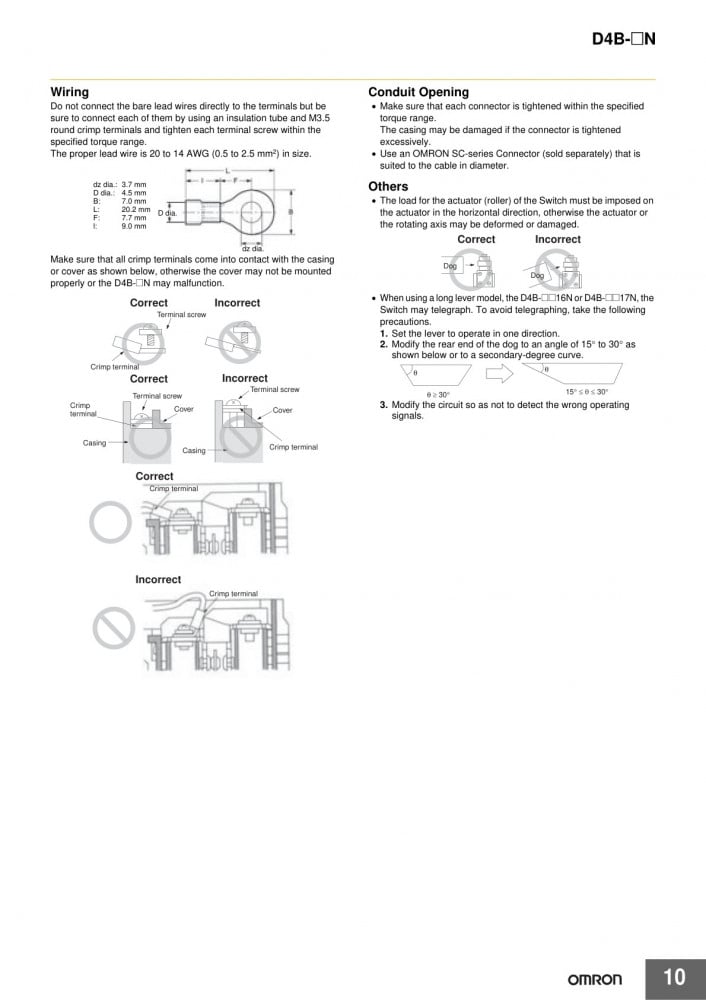 OMRON D4B series datasheet page 10