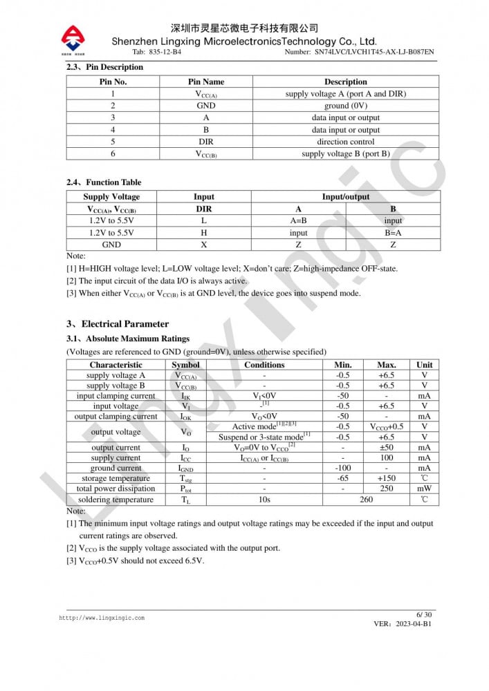 SN74LVC1T45 datasheet page 6