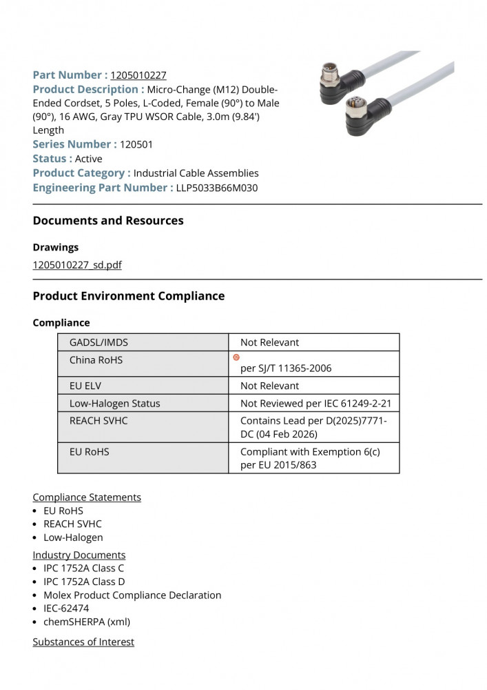 MOLEX 1205010227 product drawing page 1