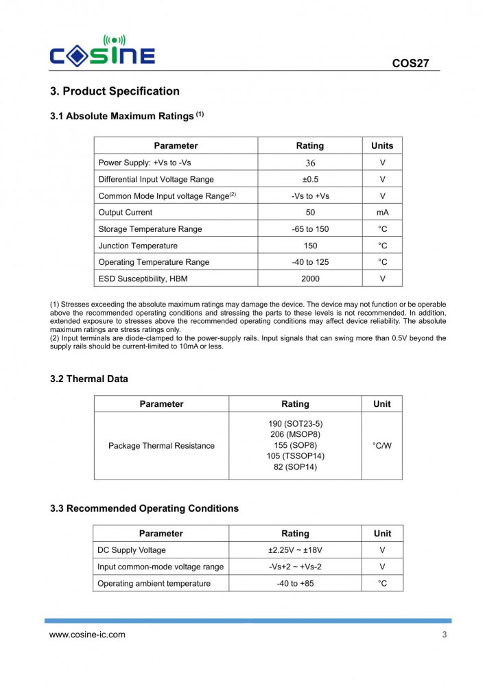COS27DT datasheet page 3