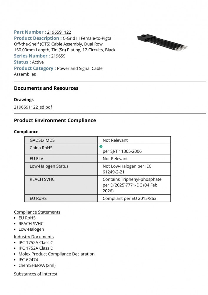 MOLEX 2196591122 drawing preview, page 1
