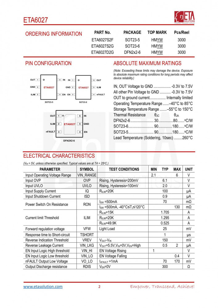 ETA6027 datasheet page 2
