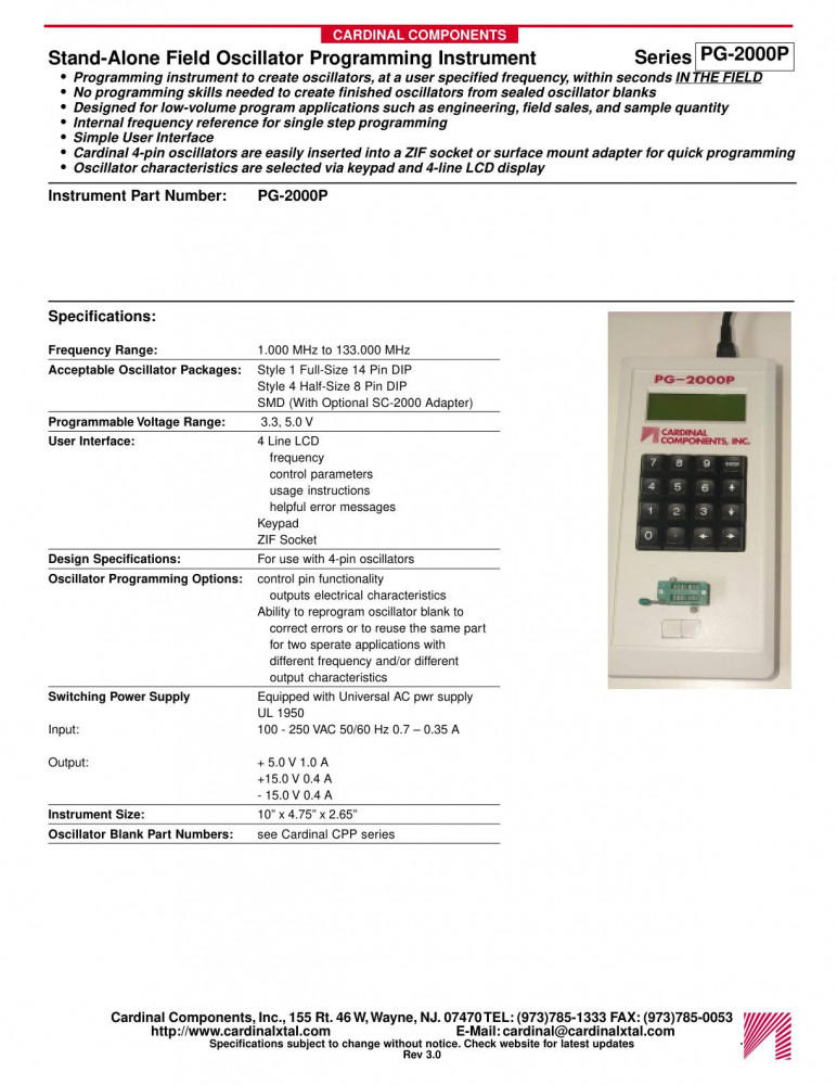 PG2000P product document image, page 2