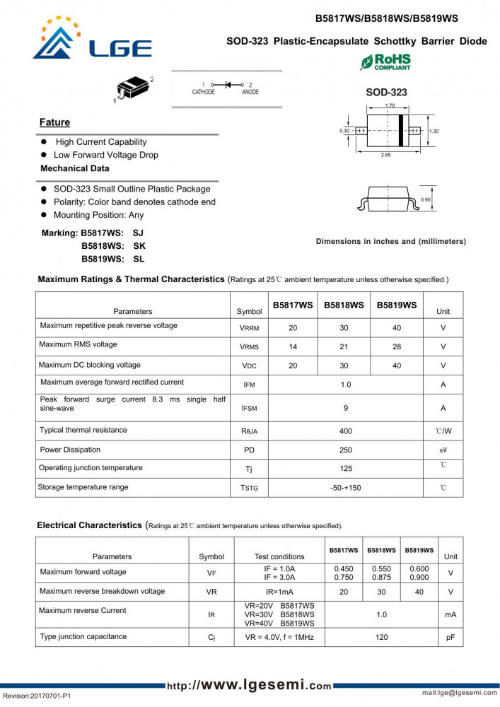 LGE B5818WS datasheet page 1