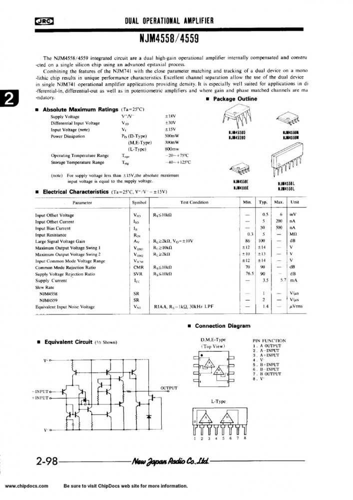 NJM4558L datasheet page 1