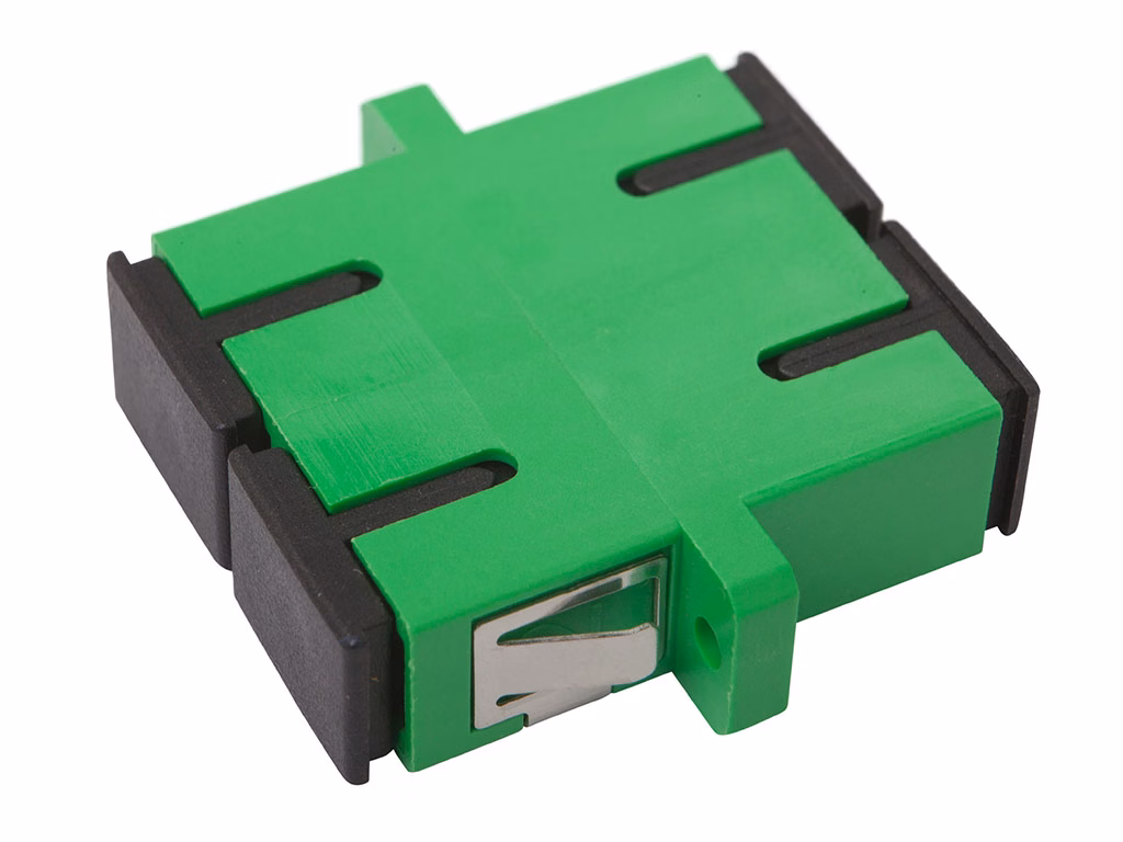 SC/UPC One Body Adapter, Simplex, Multimode, Beige Body, Ceramic Alignment Sleeve, with Flange, Screw Mount