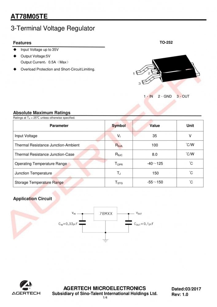 AT78M05TE datasheet page 1